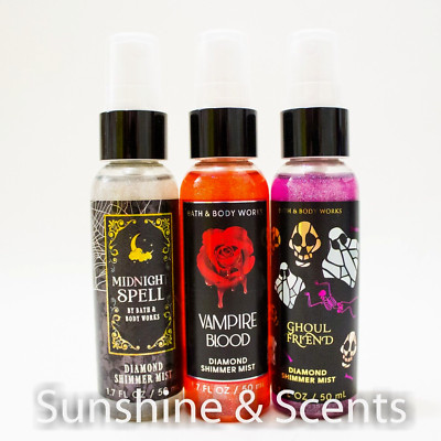 3-SET Bath Body Works HALLOWEEN Travel Size DIAMOND SHIMMER MIST Ghoul ...