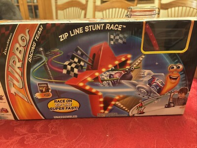 RARE Dreamworks TURBO Racing Team ZIP LINE STUNT RACE Mattel Complete ...
