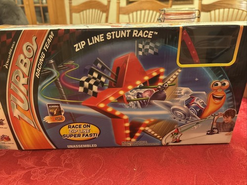 RARE Dreamworks TURBO Racing Team ZIP LINE STUNT RACE Mattel Complete ...