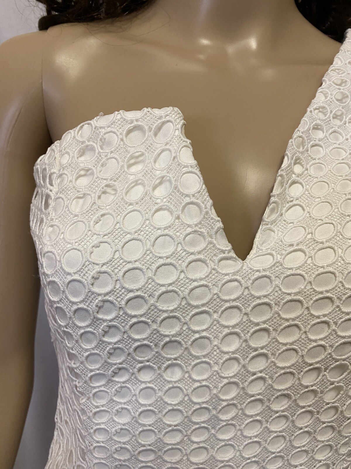 IVORY & CHAIN sz10 Milk Fibre White One Shoulder Mini Dress | eBay