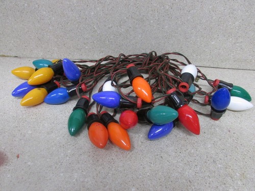 VINTAGE CHRISTMAS MULTICOLOR STRING LIGHTS C-9 25 BULB RED/GREEN CORD ...