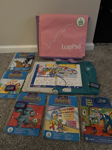 LeapFrog LeapPad Learning System Pink 6 Books/5 Cartridges and Backpack ...