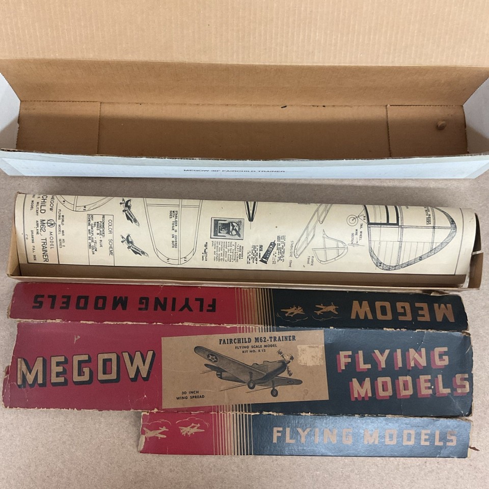 Vintage Megow Fairchild M62 - Trainer Flying Scale Wood Model Kit | eBay