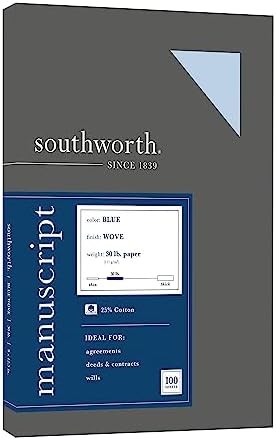 Southworth 25% Cotton Paper Blue Manuscript Covers 9x12.5 Inch 100 ...