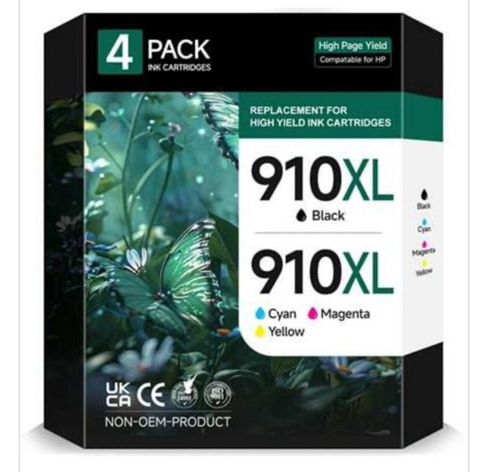 910 Ink Cartridge Compatible for HP 910 910XL Ink Cartridges 4 Pack ...