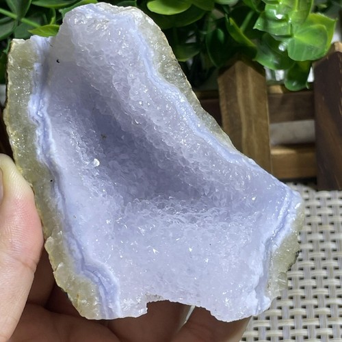 Natural blue chalcedony rough chunk gemstone Lace stripe Agate specimen ...