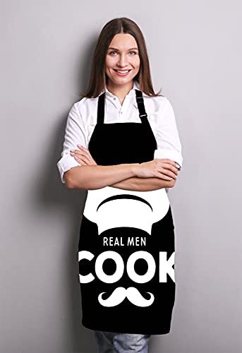 Real Men Cook Bib Apron with Adjustable Neck for Men Women,Suitable ...