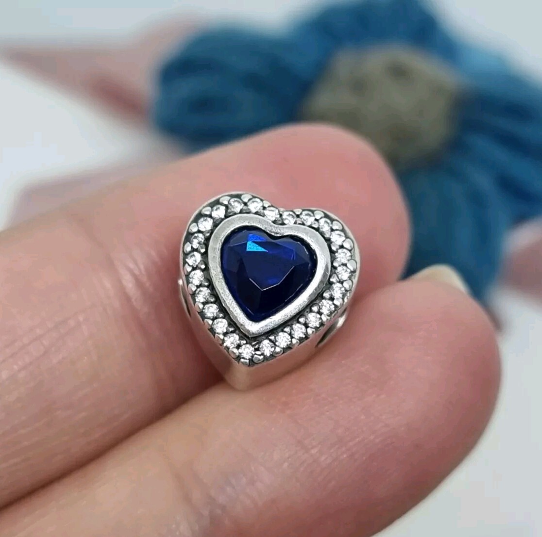 Genuine Pandora Blue Crystal Sparkling Love Charm 💕… - Gem