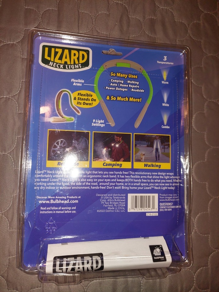 NEW Lizard Neck Book Reading Light, Flexible 3 Temp. AS SEEN ON TV | eBay
