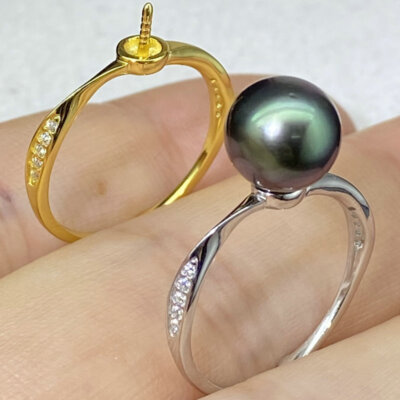 S925 Pearl Ring, Diy Ring Setting Base, Semi Mount Ring for Half ...