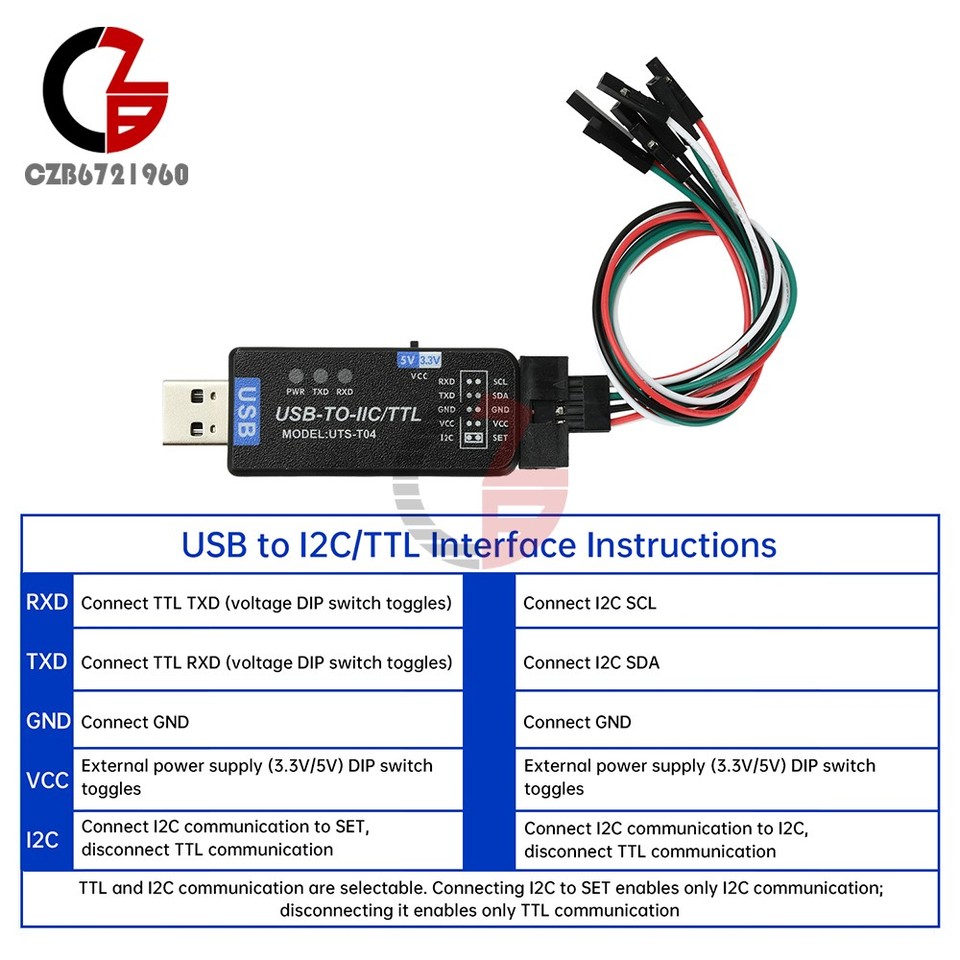 USB to IC2 IIC/TTL Serial UART Communication Module CH341T Flashing ...