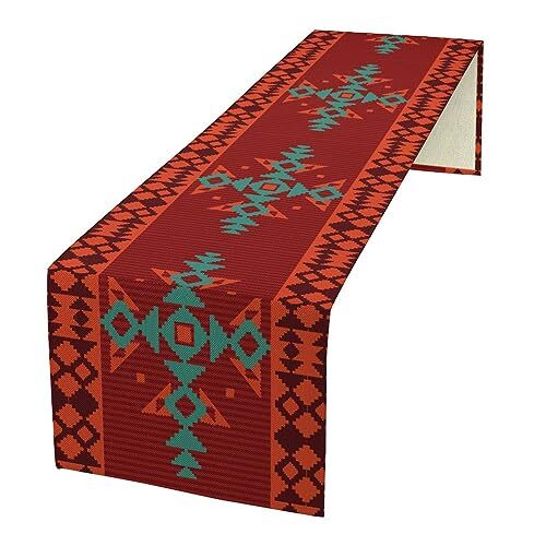 Native Aztec Table Runner, Tribal Style Southwestern W13"x L60" Aztec-5 ...