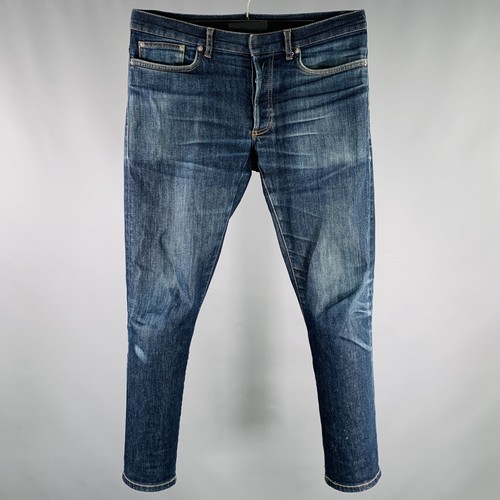 DIOR HOMME Size 31 Blue Washed Cotton Blend Button Fly Jeans | eBay