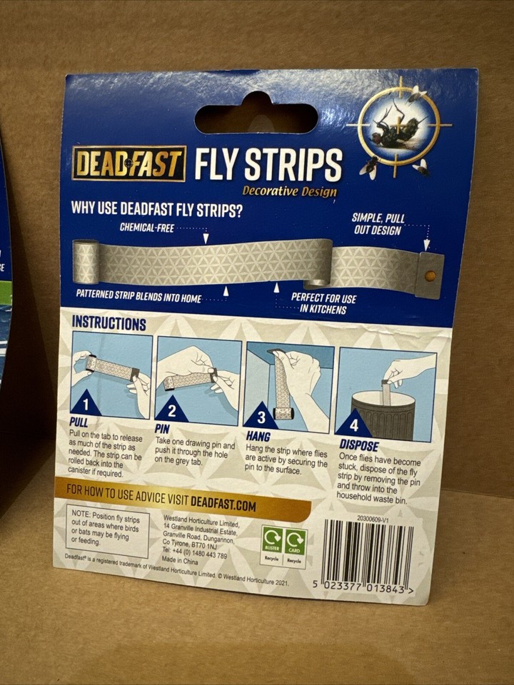 2 x Deadfast Window Fly Strips Insect Bug Catcher Trap Strip Sticky 6 ...