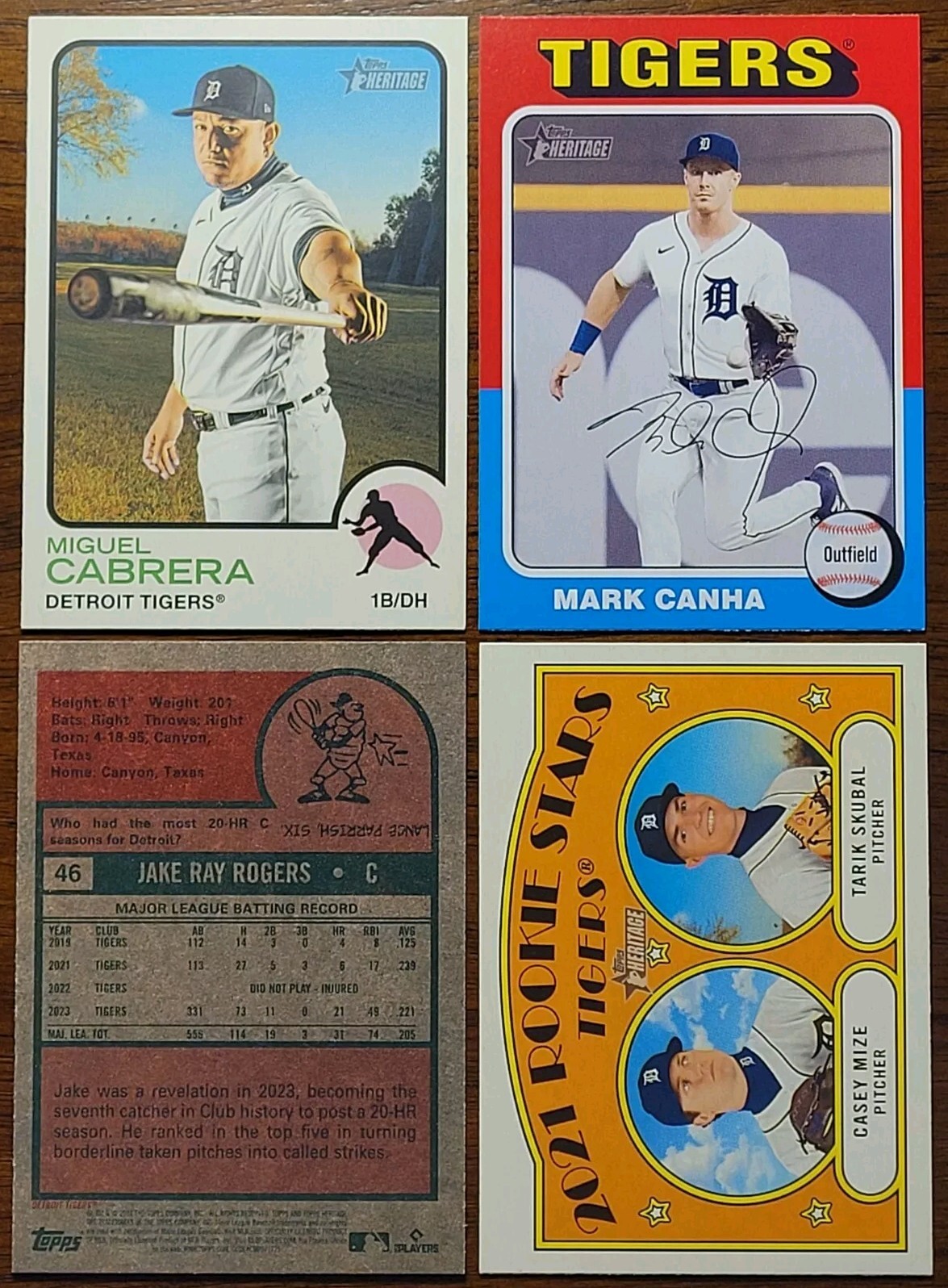 2024 Topps Heritage JAKE ROGERS #46 SP, MARK CANHA, CASEY MIZE-TARIK ...