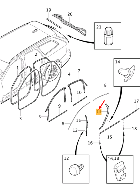 VOLVO V90 Cross Country MK2 Right C-Pillar Sealing Strip 32274034 ...