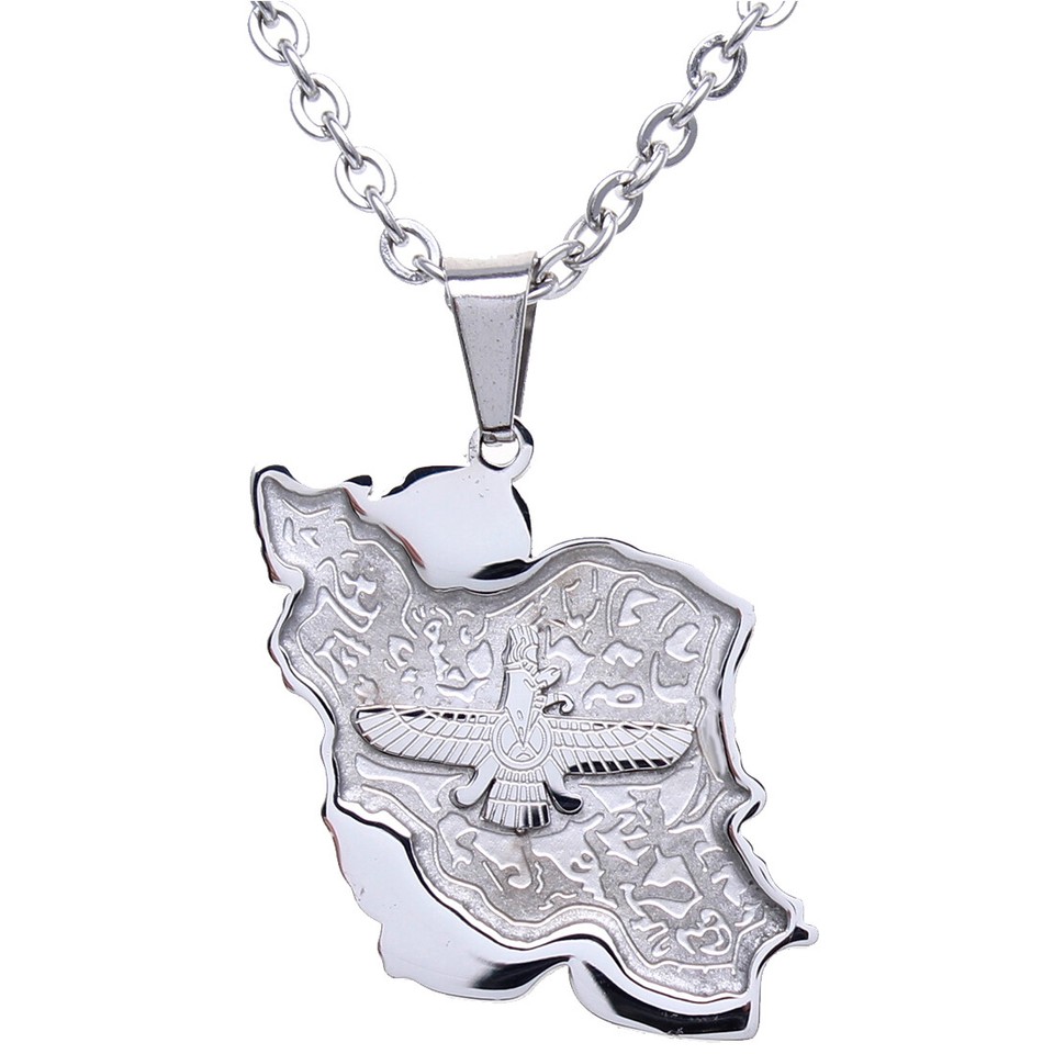 Iranian Persian Iran Map Necklace Farvahar Necklace Chain Iran Persia ...