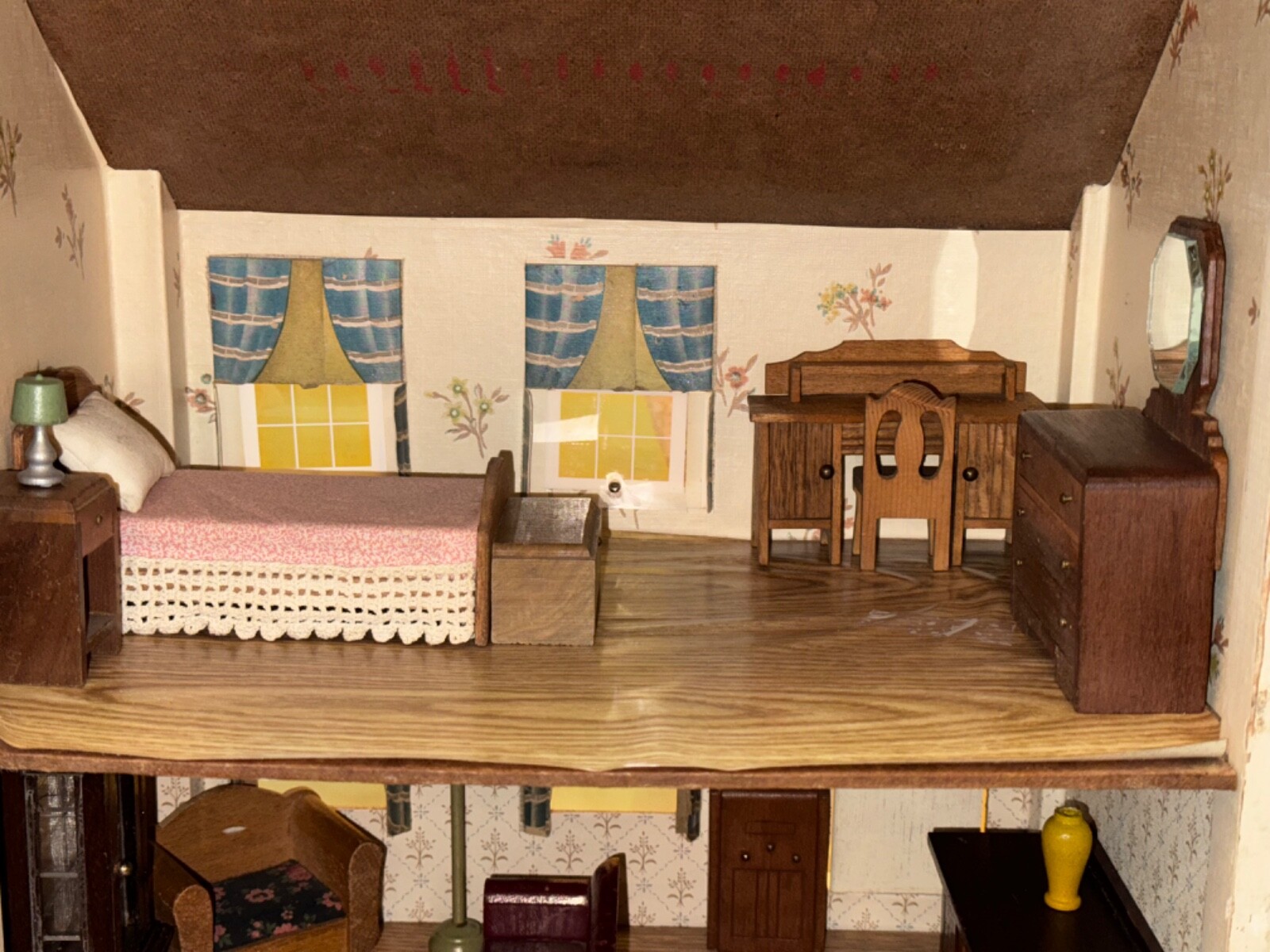 Vintage RICH/KEYSTONE OF BOSTON Masonite Dollhouse 1940S LARGE 4 ROOM ...