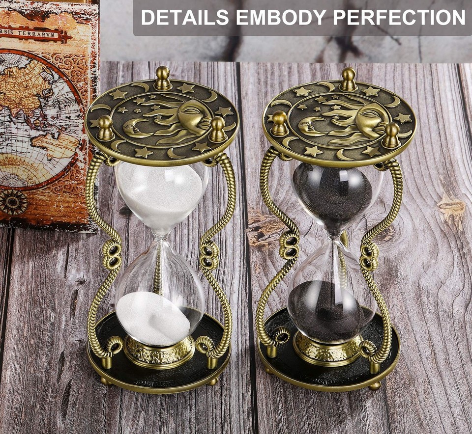 SuLiao Hourglass Sand Timer 60 Minute:Sun & Moon Engraving Brass Sand ...