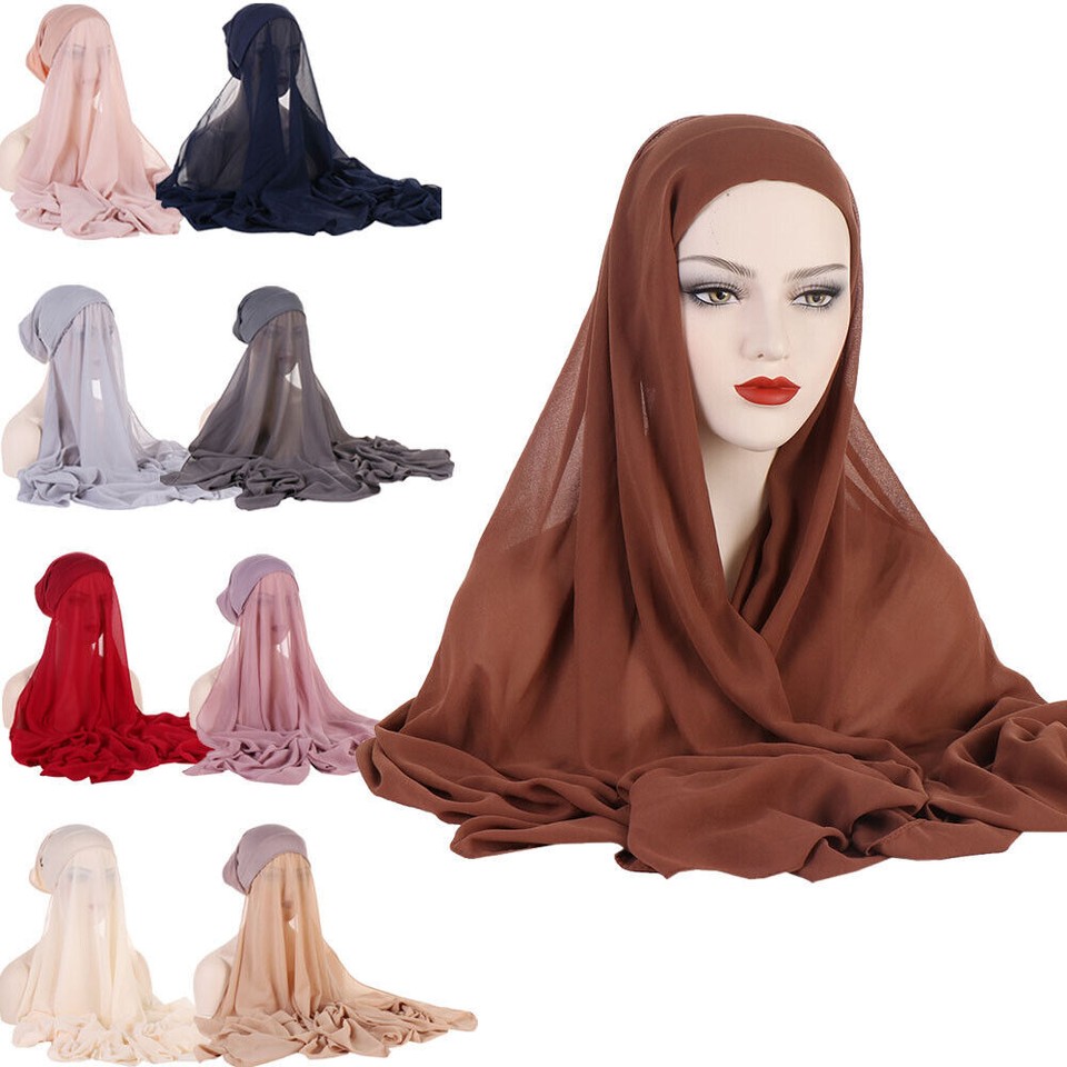 Pull On Women Hijab Wrap Shawl Instant Muslim Turban Amira Scarf Stole ...