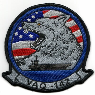 4" NAVY VAQ-142 EAS GRAY WOLVES NAS USA FLAG MILITARY EMBROIDERED ...