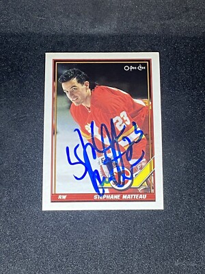 Stephane Matteau 1991-92 O-Pee-Chee #383 Calgary Flames Signed ...