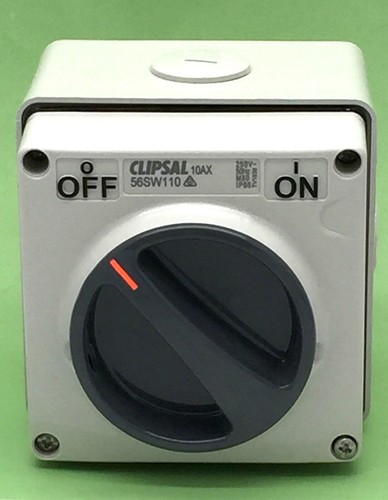 Clipsal Surface Switch 56SW110 Single Pole 1 Gang 10AX 250V IP66 50Hz ...