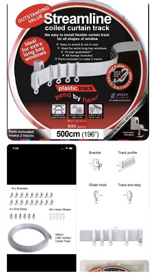 Streamline Flexible Coiled Curtain Track Straight Long Bay Window Rail ...