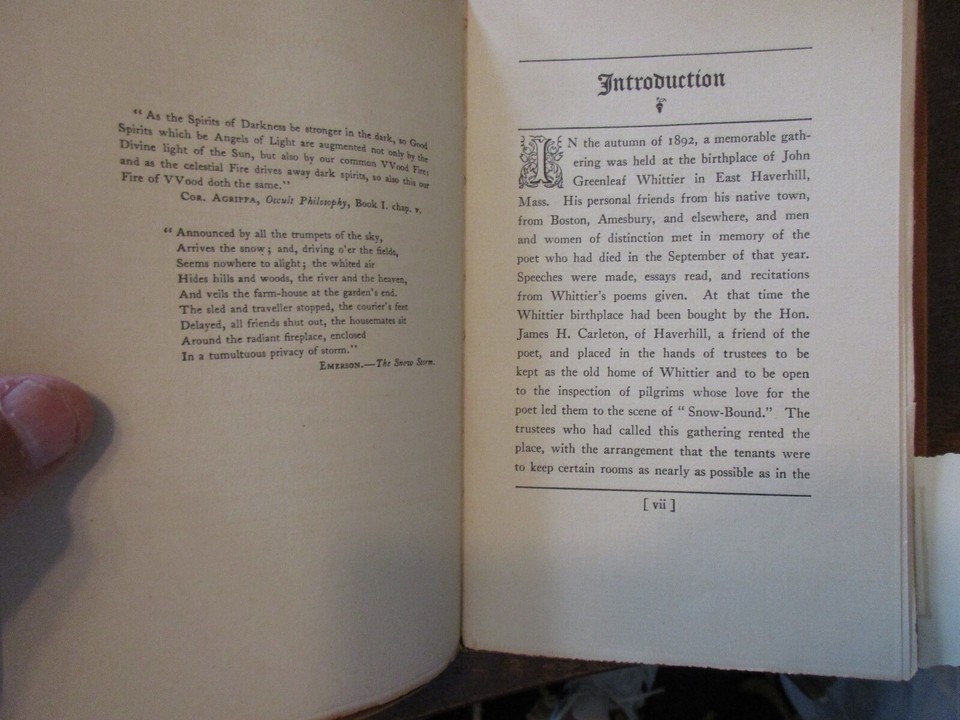 1908 CALF SKIN BOOK "SNOWBOUND" JOHN GREENLEAF WHITTIER 40pp 5 x 7" | eBay