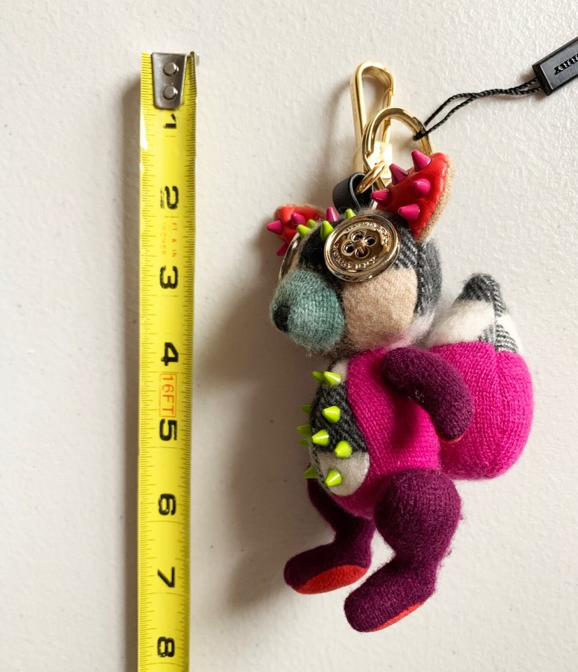 $395 Burberry Dave The Fox Studded Cashmere Bag Charm Stuffed Animal ...