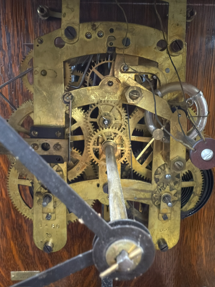 antique tiger oak Mcclintock bank loomis master clock vault 1900s ...