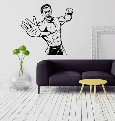 Wall Stickers Martial Arts Fighter Sport Man MMA Boys Room Vinyl Decal ...