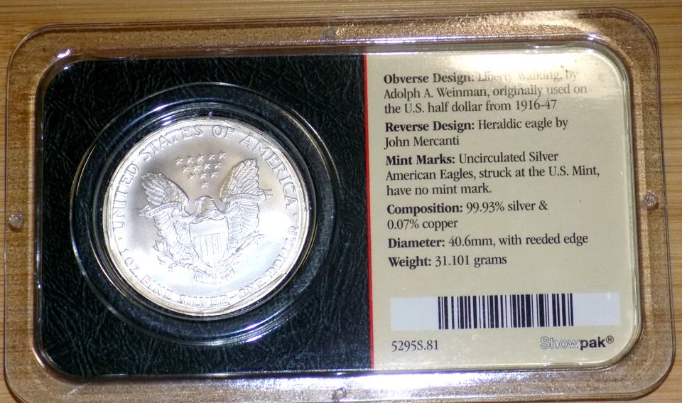 2005 Walking Liberty Silver Dollar Coin Littleton Shell Holder 1 OZ U.S ...
