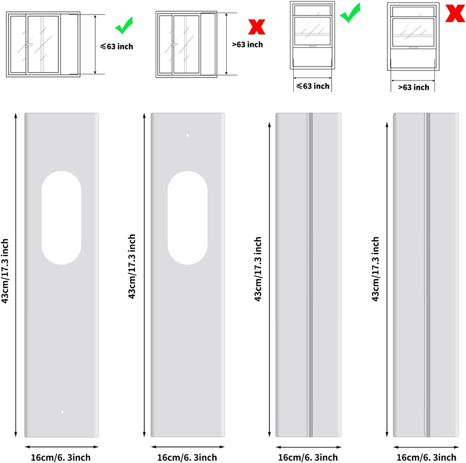 Dual Hose Portable Air Conditioner Window Kit, Window Seal Plates ...