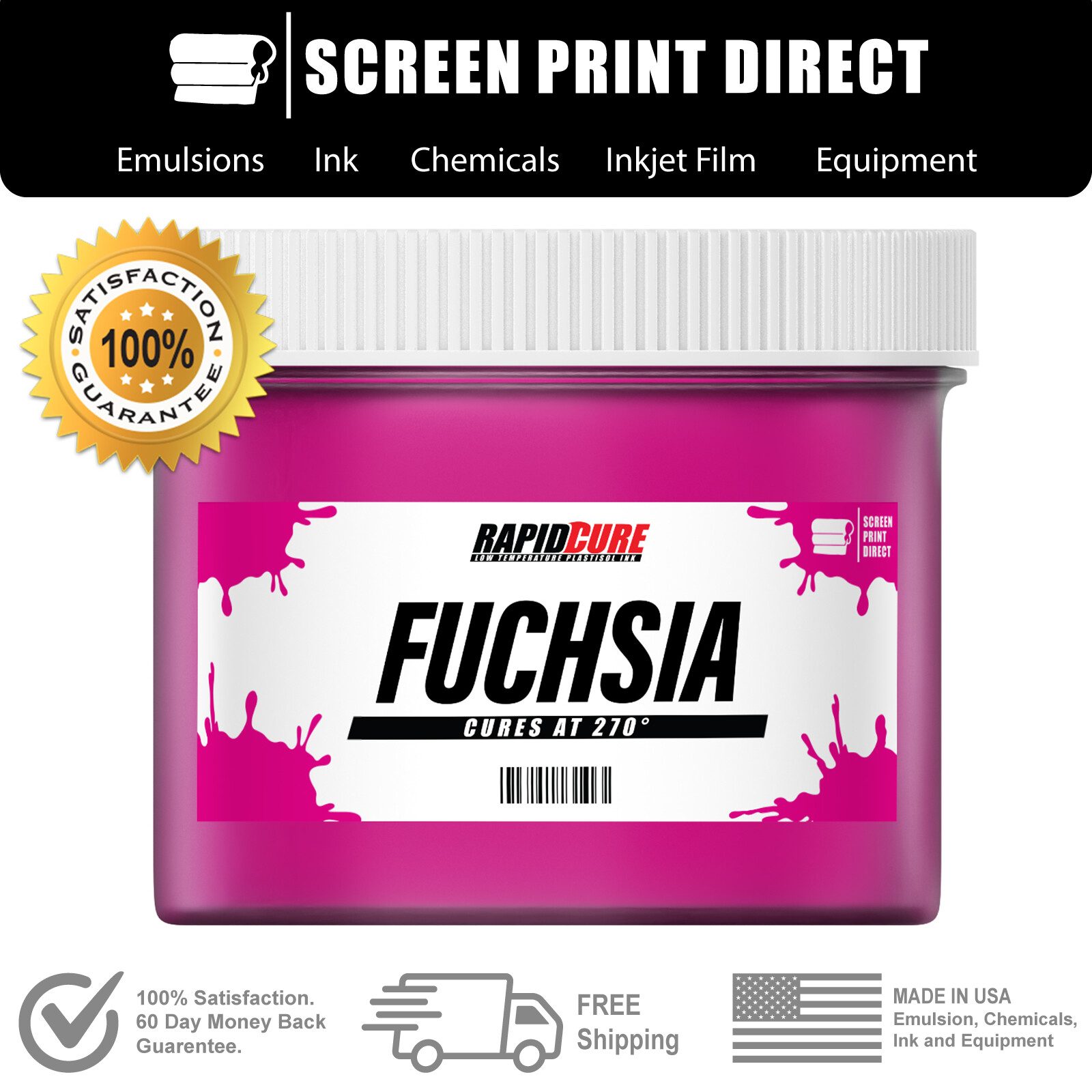 Fuchsia - Screen Printing Plastisol Ink - Low Temp Cure 270F - Quart ...