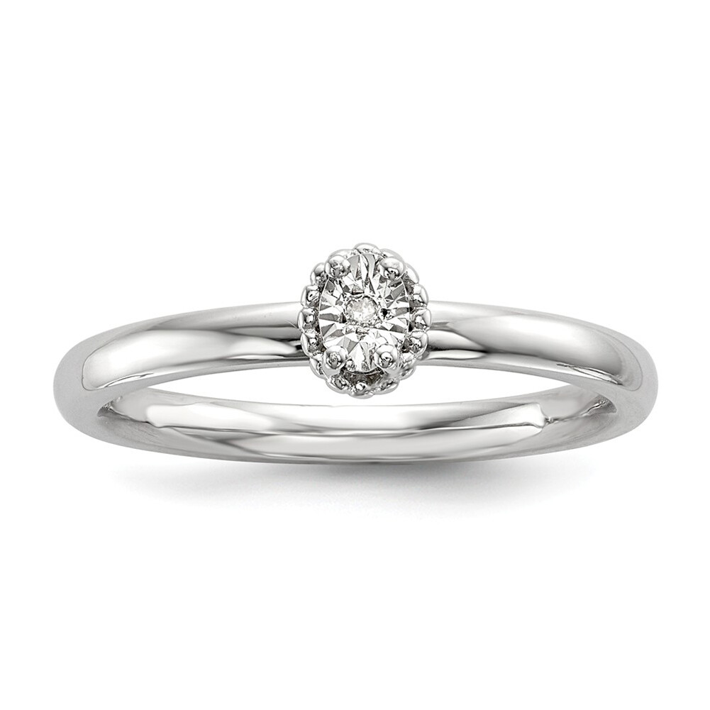 Sterling Silver Polished .01ct. Diamond Oval Shape Ring Sterling Silver Polished .01ct. Diamond Oval Shape Ring