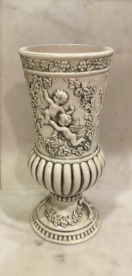 Vintage Greek Roman Style Vase Porcelain Ceramic Crackled Sculptured 10 ...