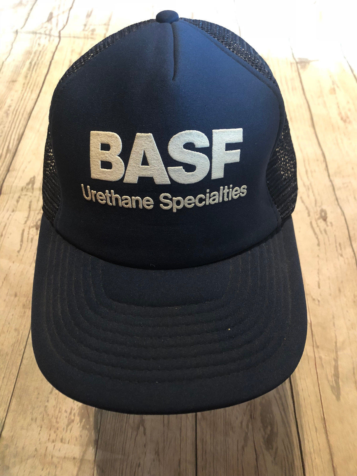 BASF Uethane Specialties Mesh Snapback Hat Blue White Sportcap Visor ...