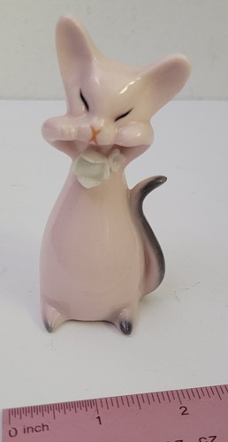 Vintage MCM Pink Boo Hoo Kitty Cat Figurine | eBay