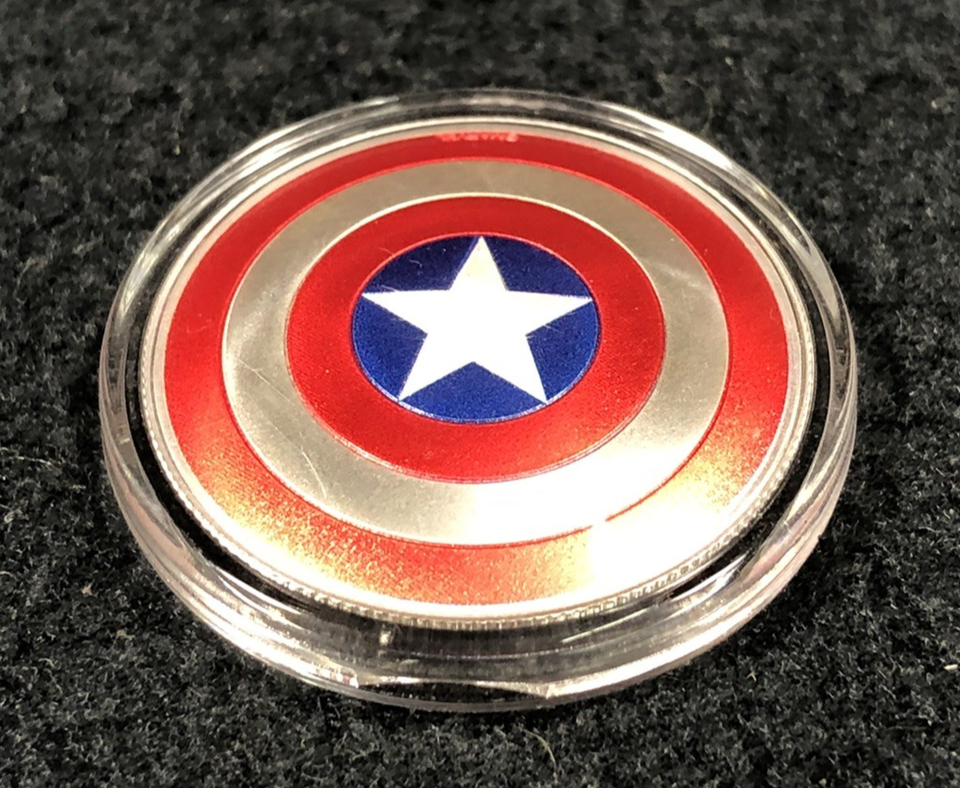 Captain America 2019 FIJI One Dollar Silver Coin 10 Grams Marvel Shield ...