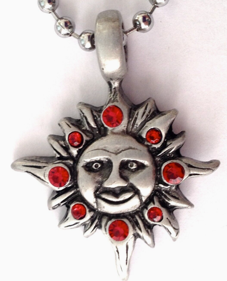 PC578 = Happy sun red beads 30mm wide pendant on 24" Ball chain | eBay UK