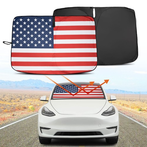 US Flag Car Windshield Sun Shade Shield Cover Visor for Tesla Model 3 ...