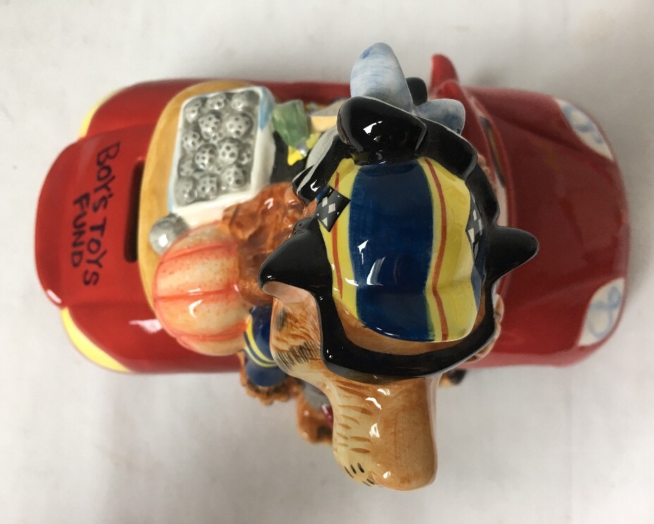 Fitz and Floyd Coin Bank BOYS TOYS Fun Funds Tiger Cat Convertible Car ...