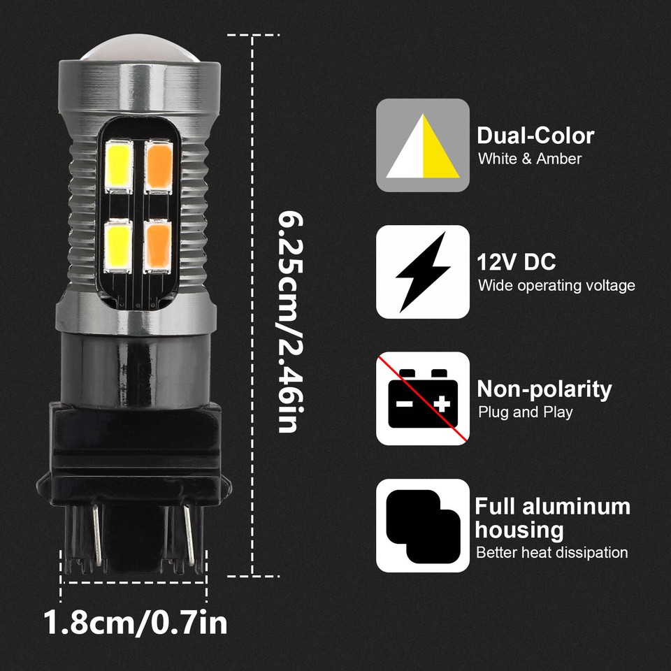 4X 3157 3156 LED DRL Switchback Turn Signal Light Bulbs 4157na 3457a ...