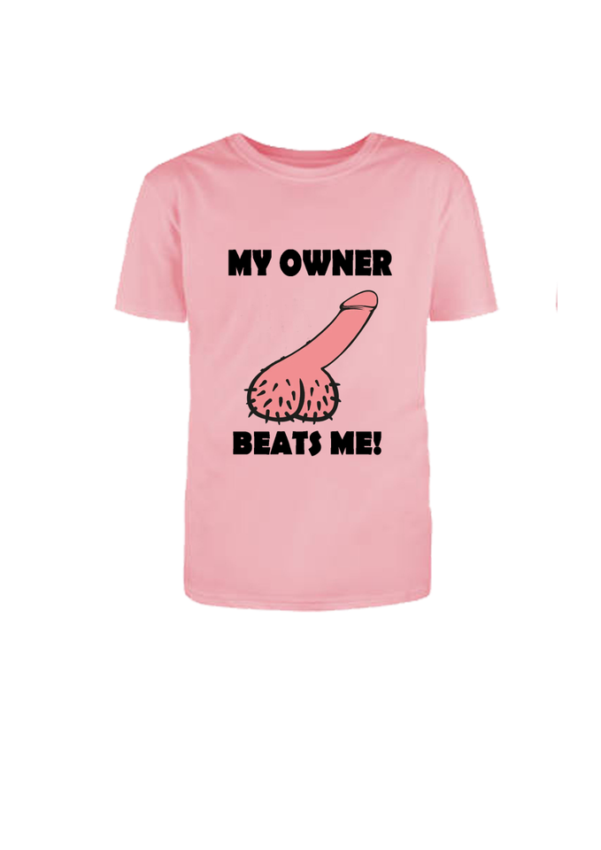 My Owner Beats Me Fun/Rude Adult Statement Crew Neck T-Shirt | eBay