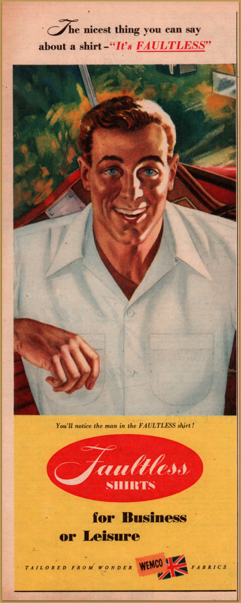 1956 Australian Faultless Shirts Handsome Smiling man Print Ad | eBay