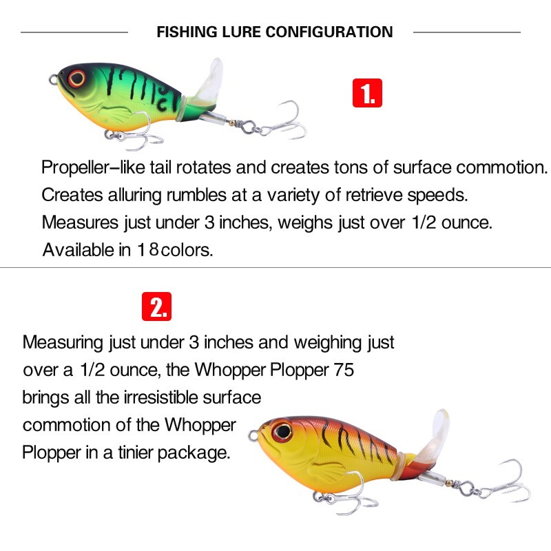Whopper Popper 75 mm style 17g Topwater Popper Fishing Lure - Frog ...