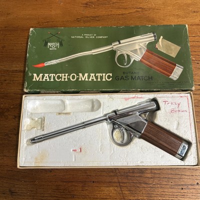 Vintage Match-O-Matic Butane Gas Match National Silver Co. Original Box ...