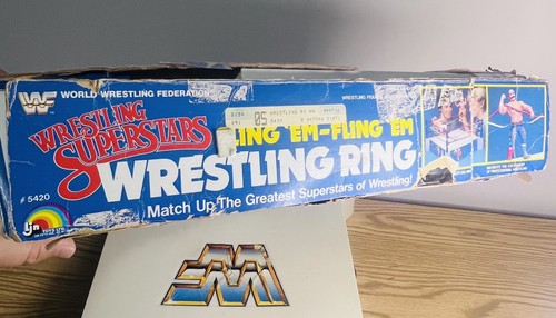 1985 LJN Wrestling Superstars Sling Em Fling Em Wrestling Ring w/ Box ...