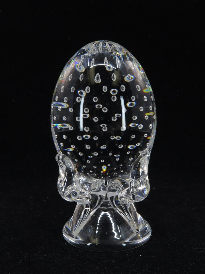 Steuben Crystal Controlled Bubble Egg Figurine Paperweight by Lloyd ...